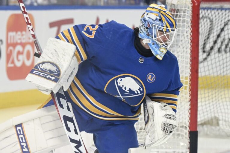 Sabres goalie Devon Levi adjusting to NHL, happy to share net - Buffalo ...